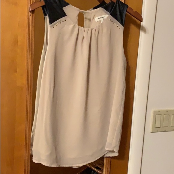 Monteau | Tops | Monteau Top Tan And Black With Gold Accents | Poshmark